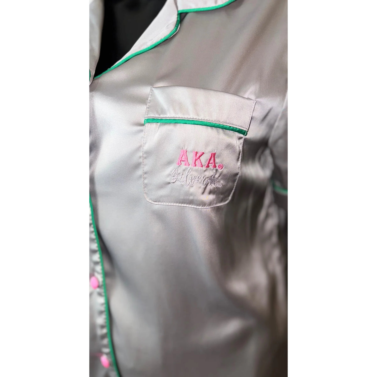 Satin Pajama Set - AKA Silver Soror – Sorority Intimates & Clothing Company