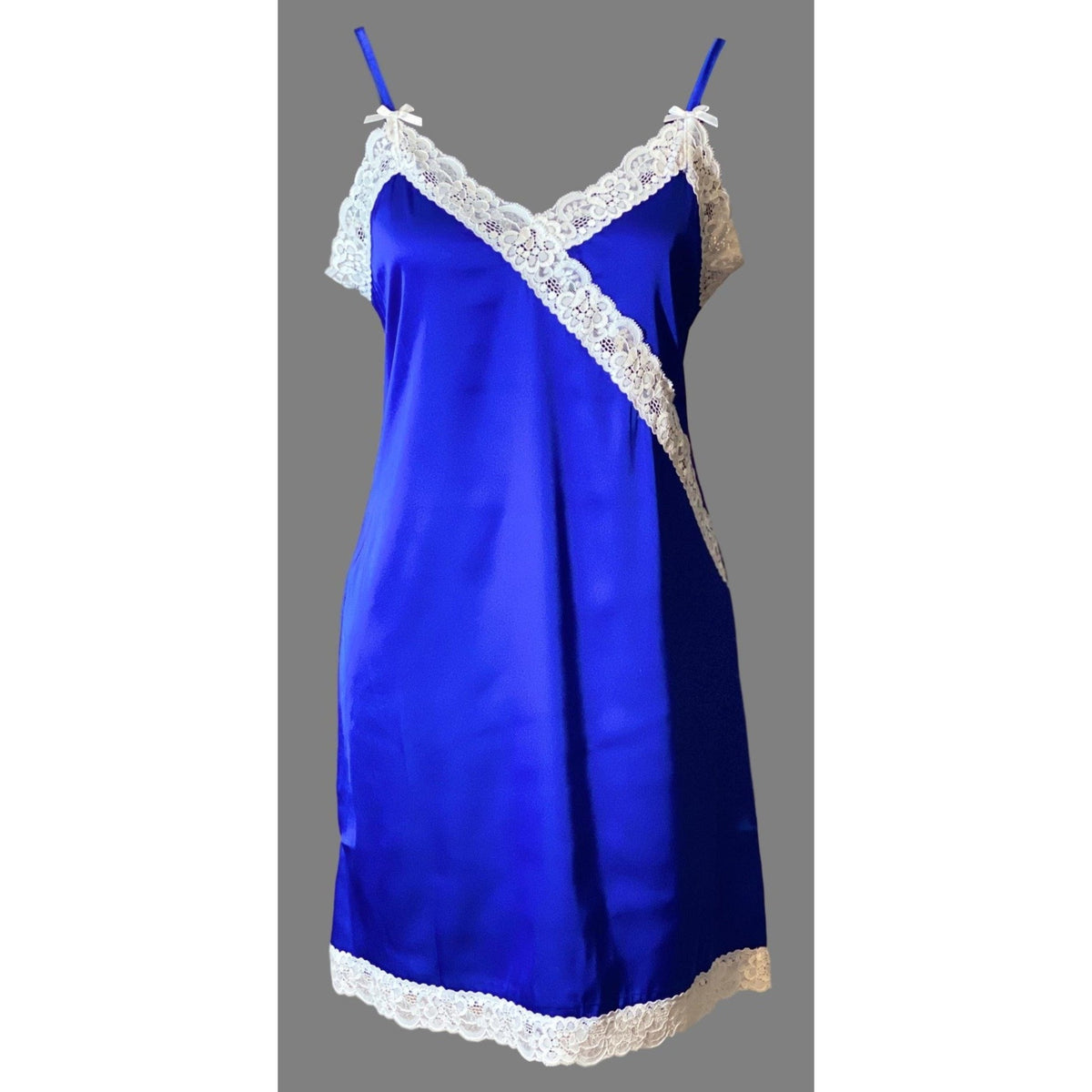 Satin Slip, Blue - White Lace – Sorority Intimates & Clothing Company